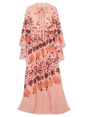 Erdem Tie-detailed Floral-print Gown - Pink