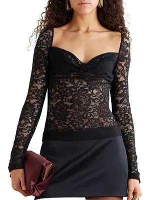 Dolce & Gabbana Gathered Lace Blouse - Black
