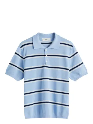 DUNST Striped Polo Knit - Skyblue/cream