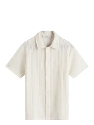 DUNST Crochet Shirt - Ivory Stripe