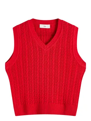 DUNST Crochet Knit Vest - Red