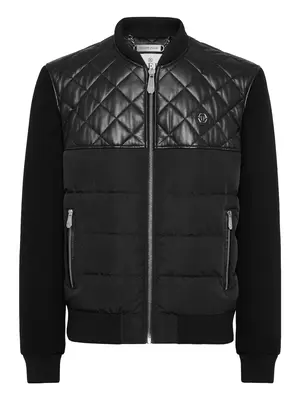 Philipp Plein Leather Bomber Jacket - Black
