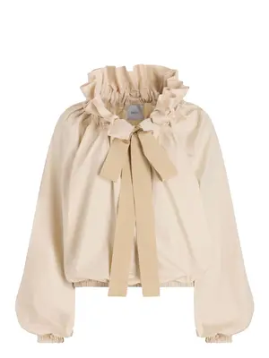 Patou Drawstring Poplin Top - Neutrals