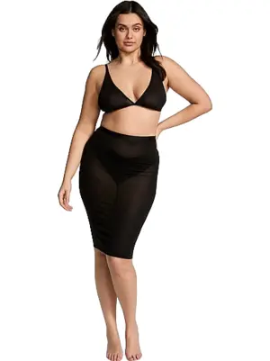 Victoria's Secret Very Sexy Sheer Knit Triangle Bralette & Tube Skirt Set - Black