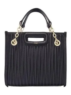 Maje Mini Quilted Leather Tote Bag - Black