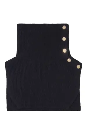 Maje Button-up Wool Mix Collar Wrap - Black