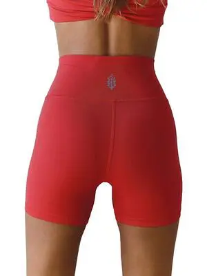 Free People FP Movement High-Rise Bike Shorts Bright Red