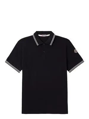 Moncler Slim-fit Logo-appliquéd Cotton-piqué Polo Shirt - Blue