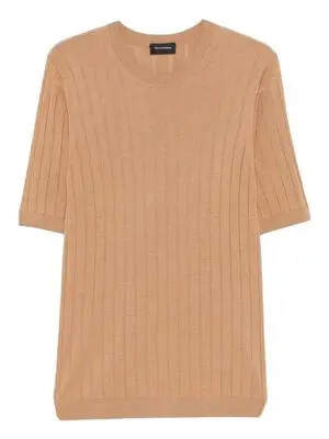Tagliatore Ribbed-knit T-shirt - Brown
