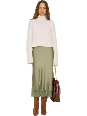 REFORMATION Carolina Silk Skirt - Green
