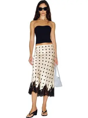 REFORMATION Carolina Silk Midi Skirt Ivory
