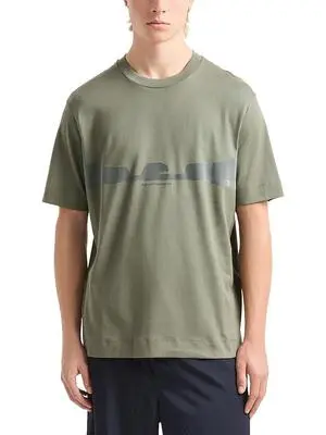 Emporio Armani Flocked Logo Tee - Basil Green