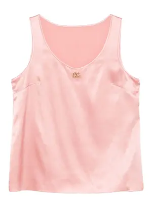 Dolce & Gabbana Logo-plaque Satin Top - Pink
