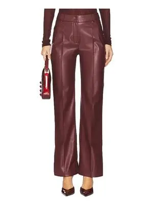 SELMACILEK Leather Slit Detailed Pant - Burgundy