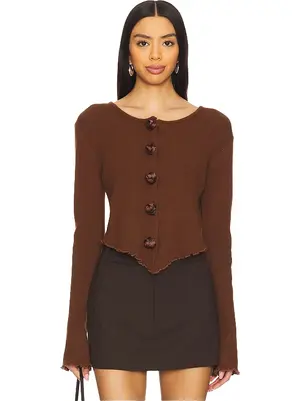 BUBISH X Rosette Knit Cardigan - Chocolate Brown