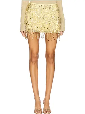 ASTA RESORT Yasmin Hand Beaded Mini Skirt - Gold