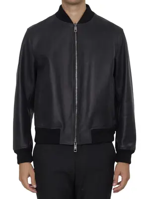 Dolce & Gabbana Zip-up Leather Jacket - Black