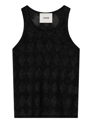 AERON Geometric Knit Tank Top - Black