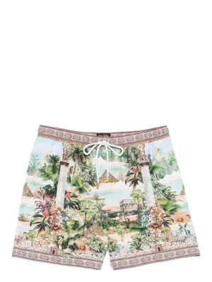 Camilla Views Of The Valley-print Swim Shorts - Green