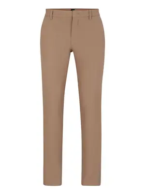BOSS Logo-embroidered Tapered Trousers - Neutrals