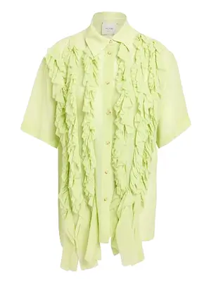 ALYSI Ruched Silk Shirt - Green