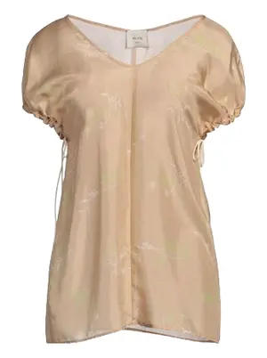 ALYSI Satin Floral-print Top - Beige