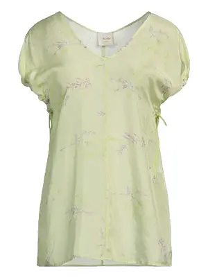ALYSI Satin Floral-print Top - Green