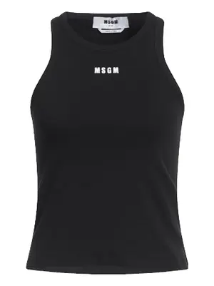 MSGM Tank Top Fuchsia Cotton, Elastane Black