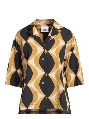 Alpha Studio Printed Cotton Shirt - Yellow