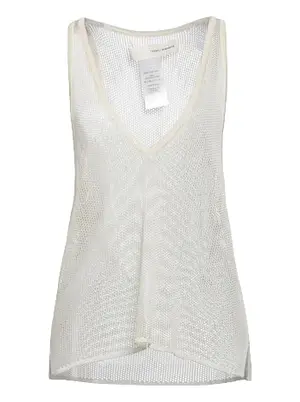 Isabel Benenato Viscose Open-knit Top - White