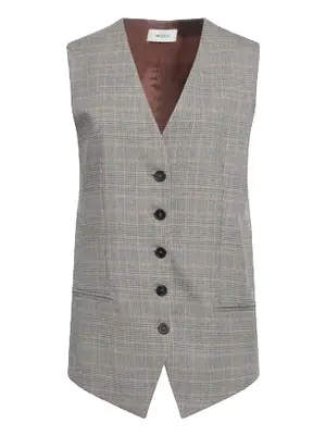 VICOLO Tailored Glen Plaid Vest - Beige