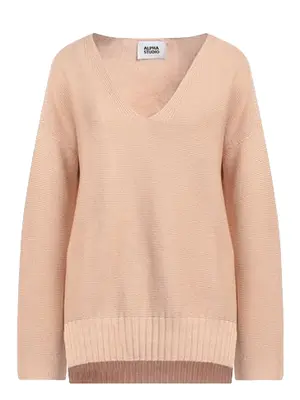 Alpha Studio Knitted Cotton Sweater - Beige