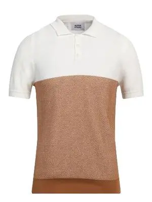 Alpha Studio Knit Cotton Polo Shirt - Beige