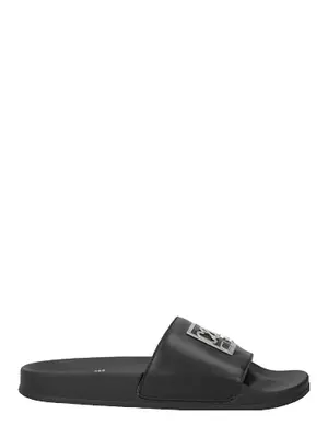 Roberto Cavalli Leather Slides - Black