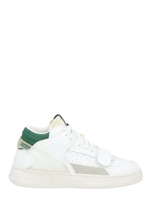 RUN OF Leather High-top Sneakers - White