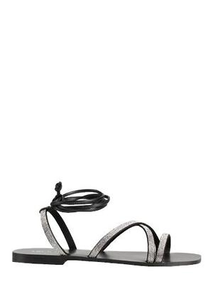 Liu Jo Embellished Textile Fiber Sandals With Tie Fastening - Black
