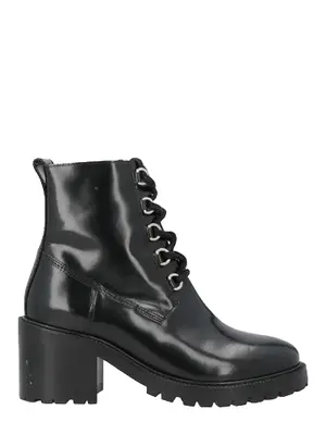 Maje Glossed-leather Ankle Boots - Black