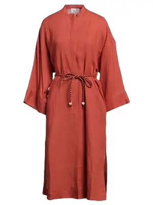 NIU Midi Brick Linen Shirt Dress - Red