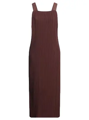 ALYSI Maxi Pleated Crepe Dress - Brown