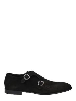 DOUCAL'S Leather Monk Strap Loafers Black
