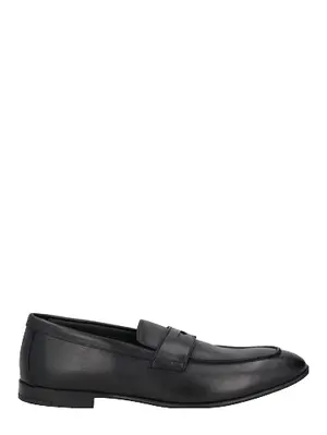 DOUCAL'S Leather Penny Loafers - Black