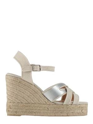 CastaÑer CASTAÑER Military Textile Fibers And Leather Wedge Espadrilles Ivory