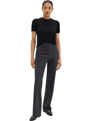 Theory Flared Good Wool Pant - Charcoal Melange