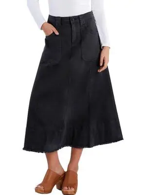 WASH LAB DENIM Wash Lab Denim Patch Pocket Midi Skirt Liquorice