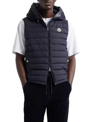 Moncler Bourget Down Hooded Vest - Dark Navy Blue