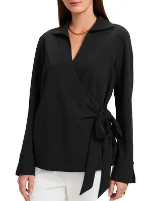 Foxcroft Foxcroft Rosie Side Tie Shirt Black