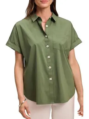 Foxcroft Abigail Short Sleeve Shirt - Basil