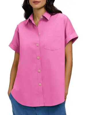 Foxcroft Abigail Short Sleeve Shirt - Guava Pink