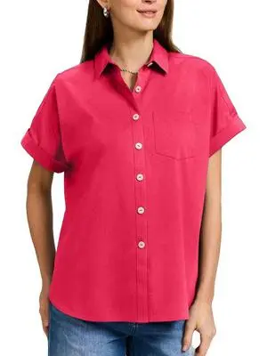 Foxcroft Foxcroft Abigail Short Sleeve Shirt Raspberry