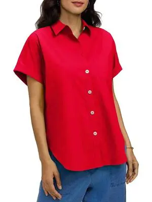 Foxcroft Abigail Short Sleeve Shirt - Simply Red